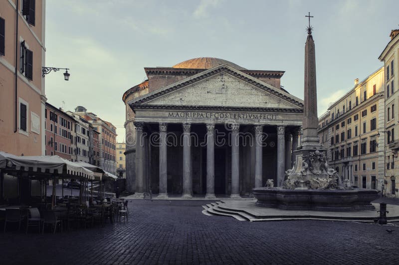 Pantheon Building in Rome City Stock Photo - Image of town, roman ...