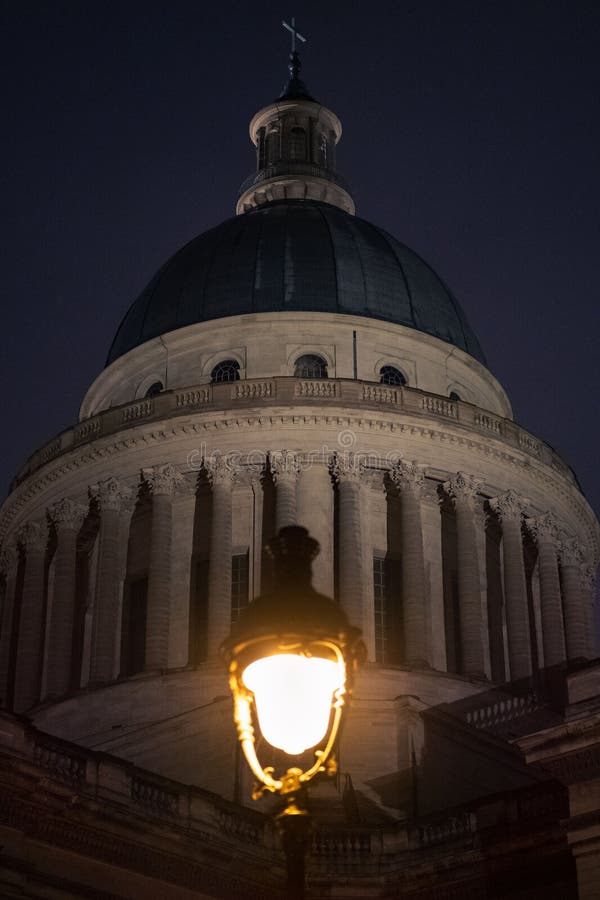 Pantheon on Light and with a Lamp Post in Front Stock Photo - Image of ...