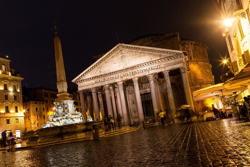 Pantheon at Night, Rome stock photo. Image of obelisk - 35472720