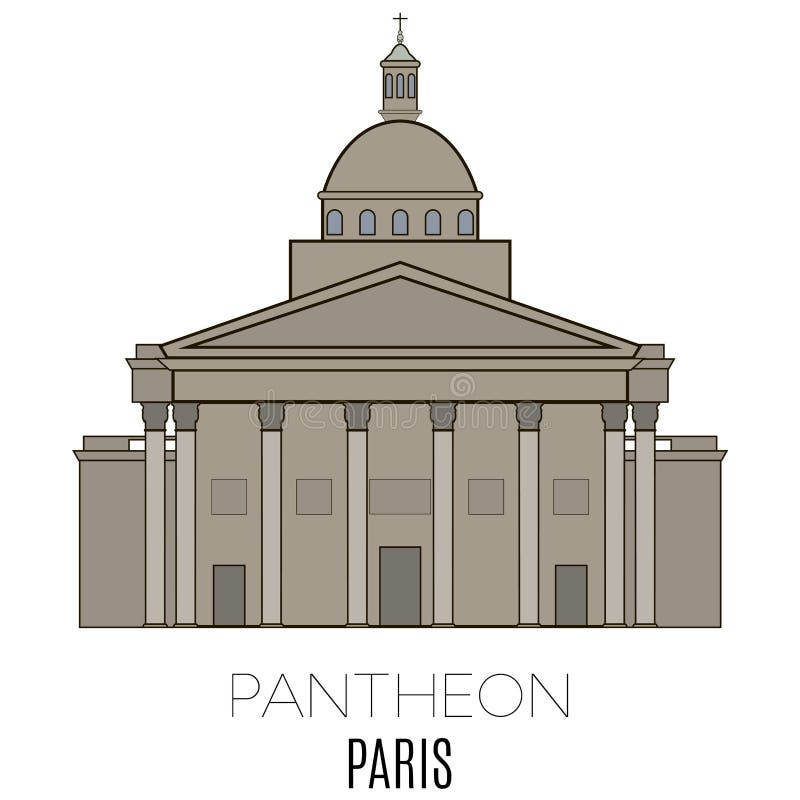 Pantheon in Paris, France. Landmark Icon in Retro Style Stock Vector ...