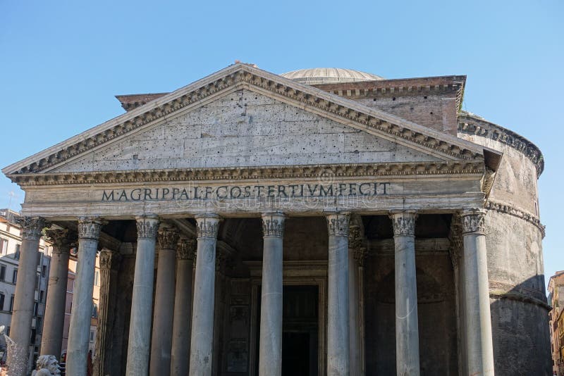 Pantheon Front Columns Agrippa Rome Italy Stock Image - Image of ...