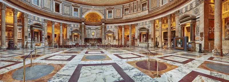 The Pantheon in Rome, Indoor - Panorama Stock Image - Image of ...