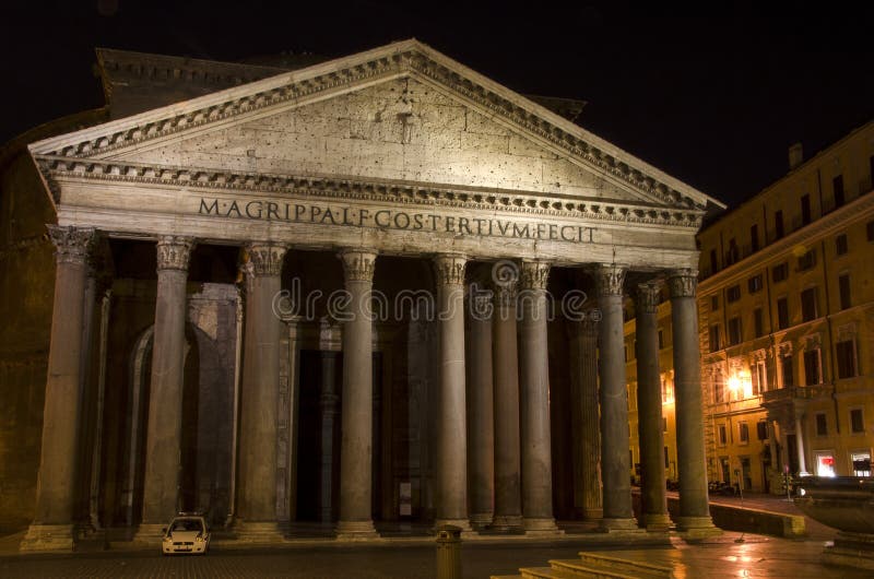 Pantheon, Rome at night stock photo. Image of monument - 25962424