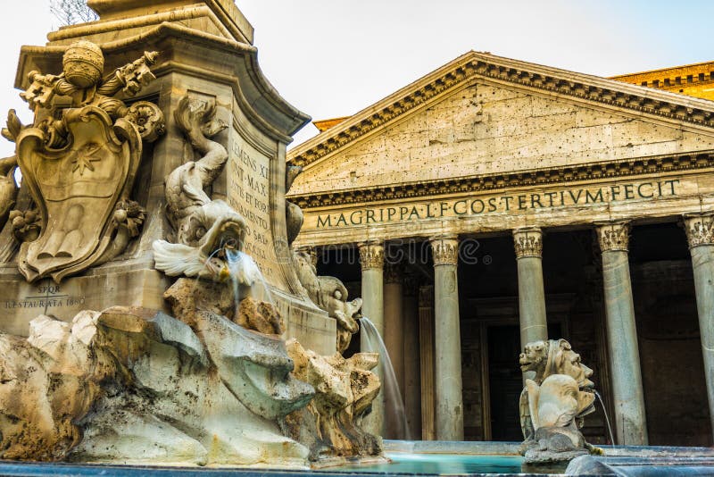 Pantheon square stock image. Image of fountain, stunning - 98351105