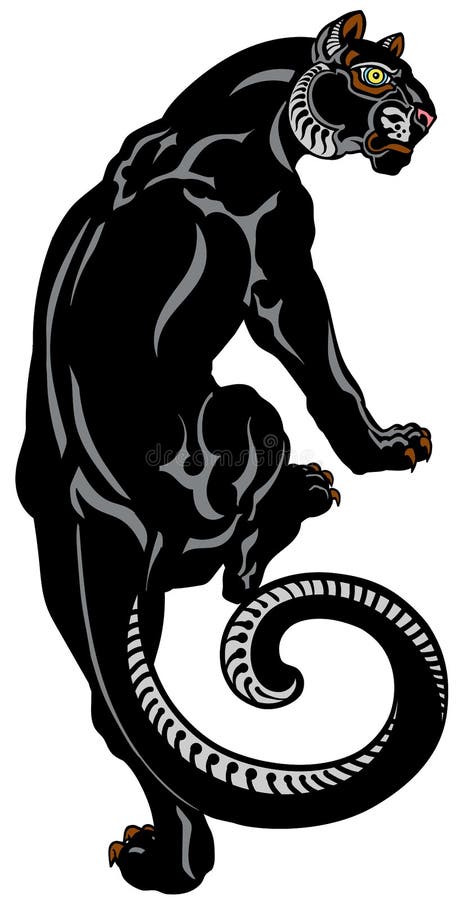 Panther Climbing Up. Tattoo Vector Illustration Stock Vector ...