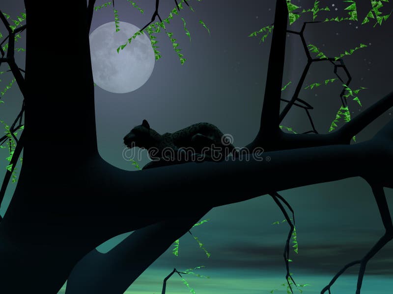 Panther by green night stock illustration. Illustration of color - 26348946