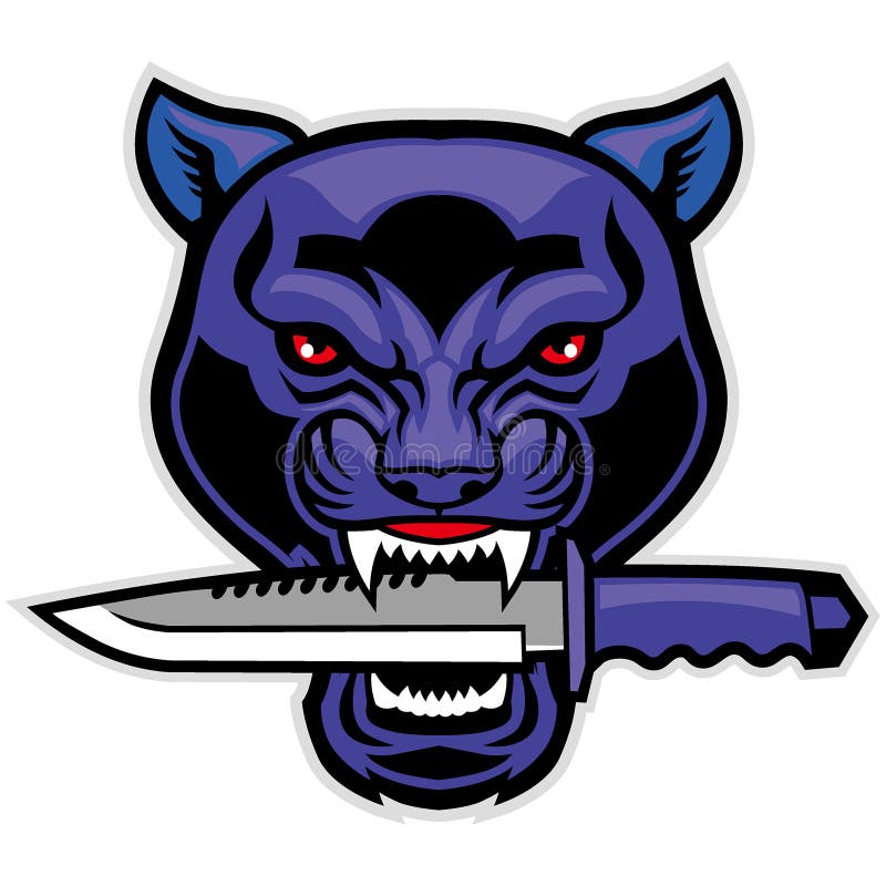 Panther Head Bite a Military Blade Stock Vector - Illustration of ...