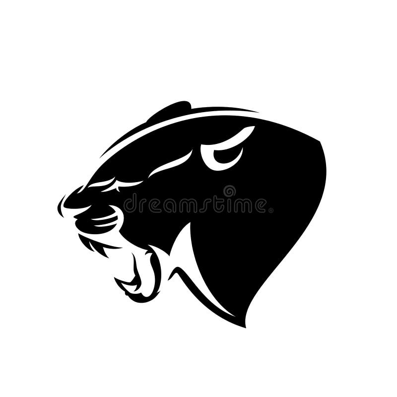 Panther Profile Head Black and White Vector Emblem Stock Vector ...