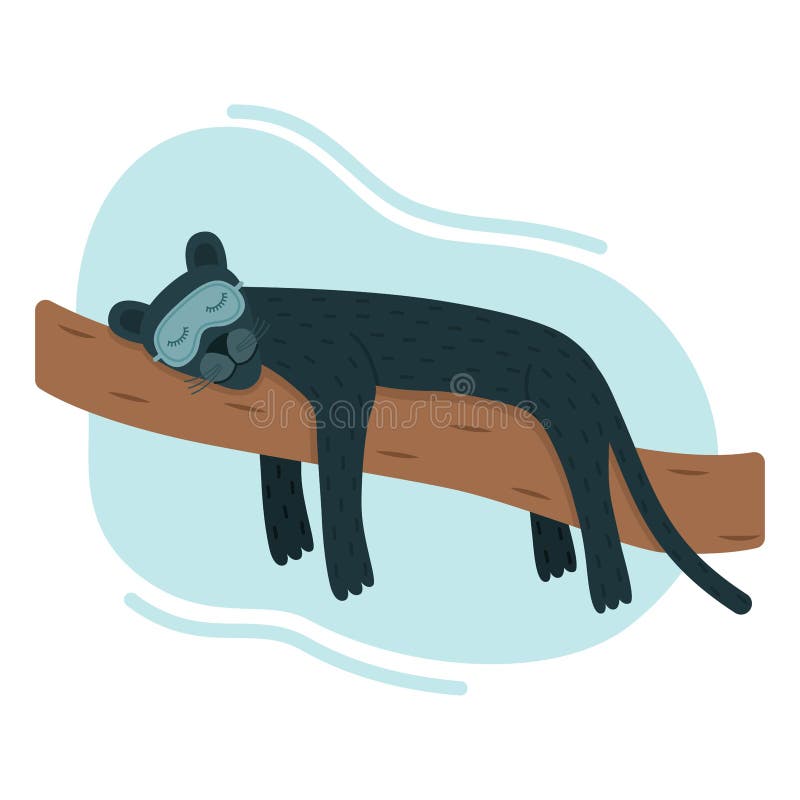 Panther Sleeps on a Branch, Vector Illustration Stock Vector ...