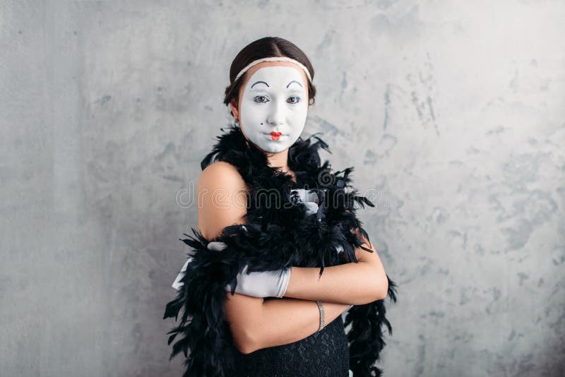 Pantomime Actress with Makeup Posing in Studio Stock Photo - Image of ...