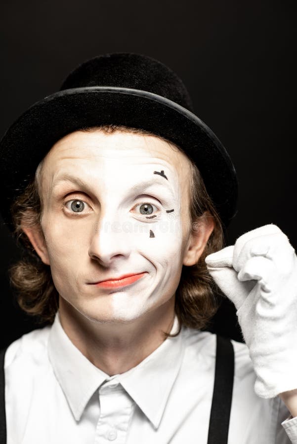 Pantomime with Eiffel Tower on the Pink Background Stock Photo - Image ...