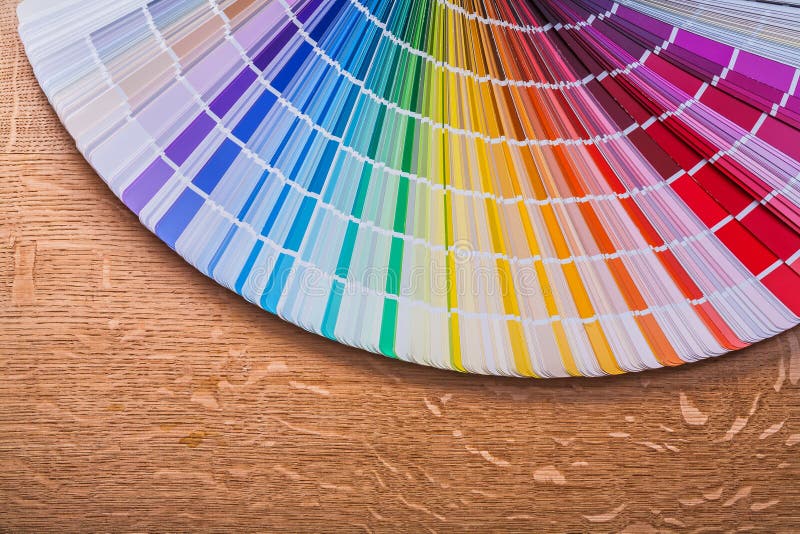 Pantone Color Palette Guide on Wooden Board Stock Photo - Image of ...