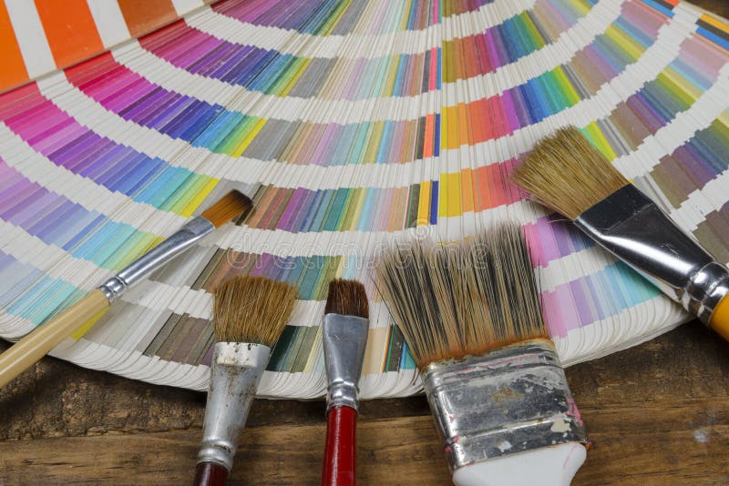 Pantone Multi Color Fan Paint Brush Stock Photo - Image of abstract ...
