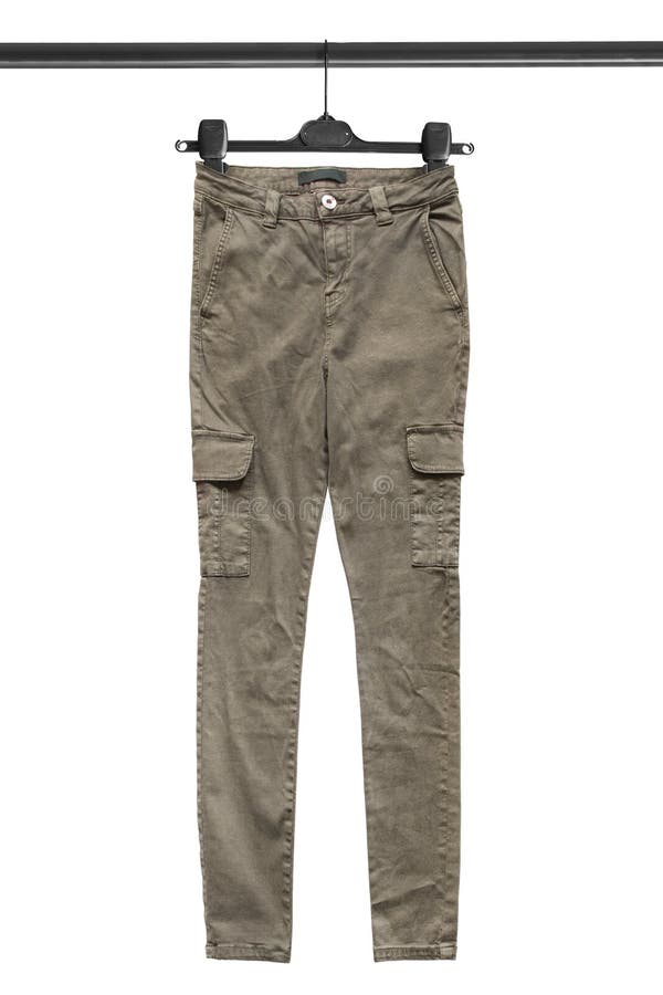 Pants on clothes rack stock image. Image of brown, wear - 204885535