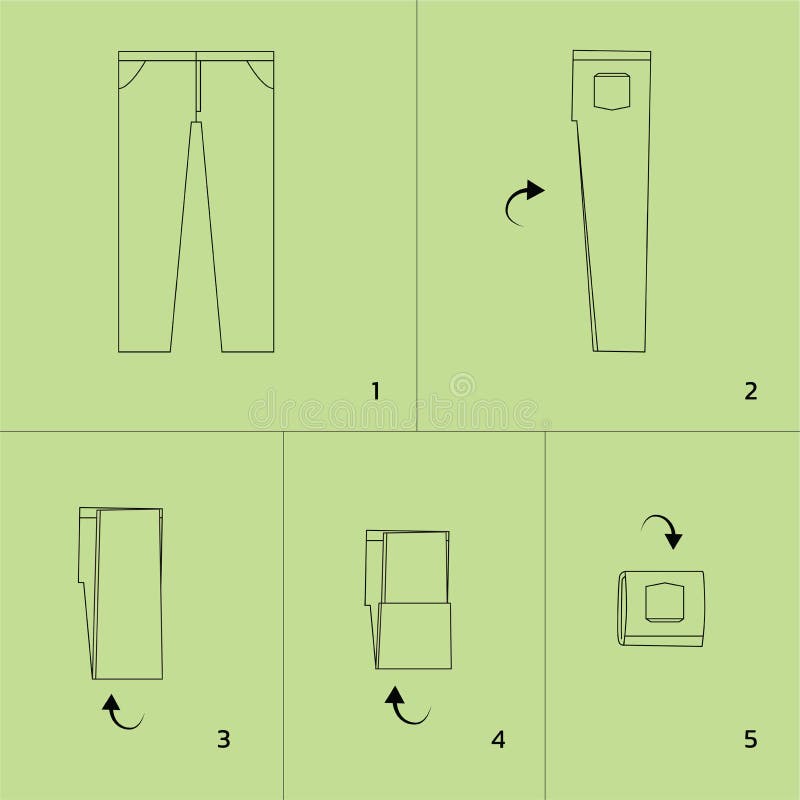 Pants Folding Tutorial Sequence Cartoon Vector Illustration Stock ...
