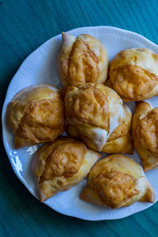Panzerotti with Cheese, Typical Rustic Crescent-shaped Bells Stock ...