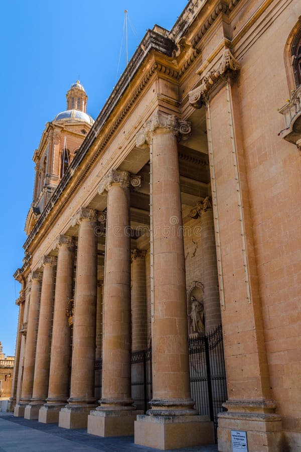 Paola Parish Church in the Night, View from Senglea Stock Photo - Image ...