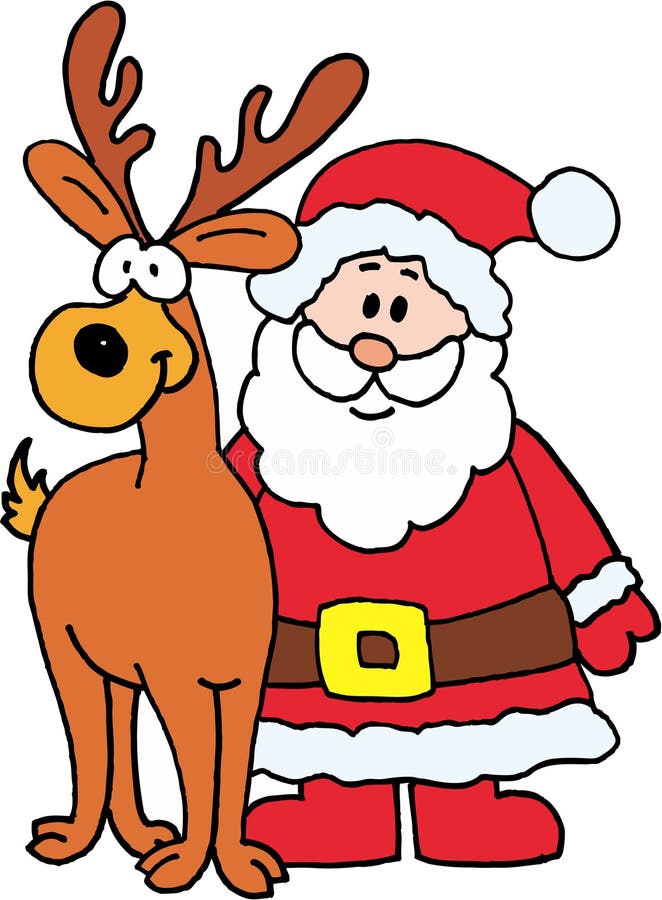 Papá Noel con el reno ilustración del vector. Ilustración de trazado ...
