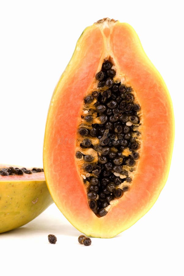 Doos van papaja's stock foto. Image of geel, fruit, vinger - 20830260