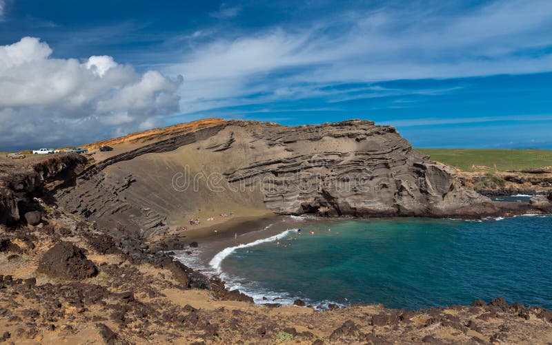 Papakolea Beach stock image. Image of landscape, coast - 19761817
