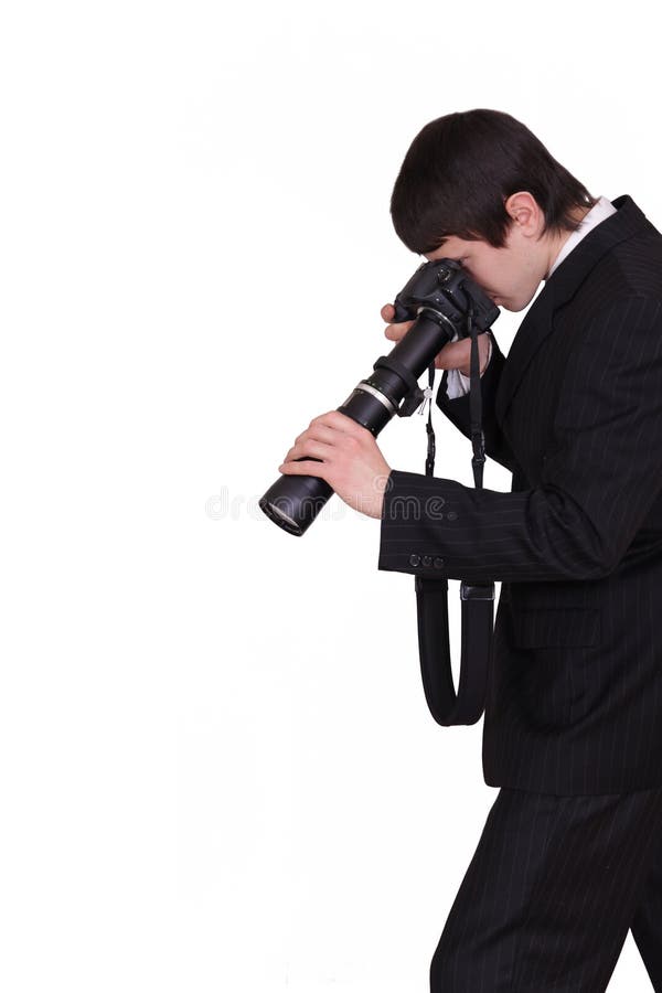 Paparazzi with camera stock image. Image of large, white - 13841411