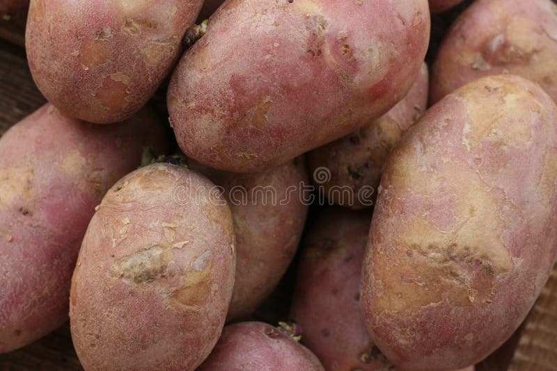 Papas Rojas En Una Macro De Mesa De Madera Imagen de archivo - Imagen ...