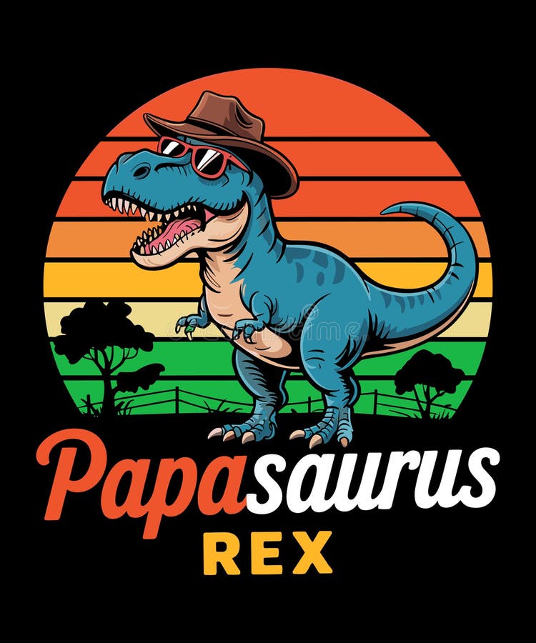 Papasaurus Rex Coolest Dad Siempre TShirt Ilustración del Vector ...
