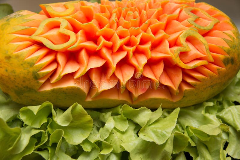Papaya carving stock photo. Image of preparation, decorate - 76359614