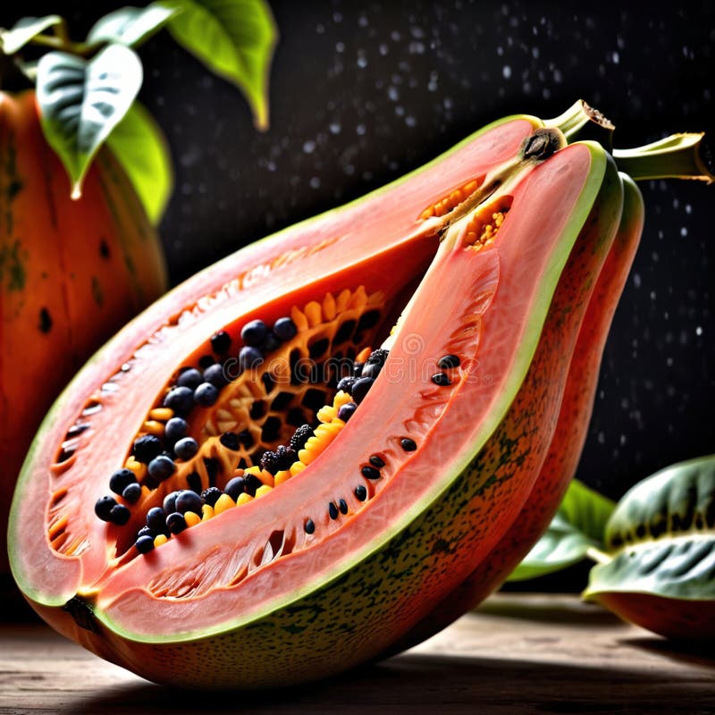 Papaya Fresh Raw Organic Fruit Stock Illustration - Illustration of ...