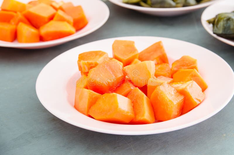 Papaya fruit in dish stock image. Image of fruit, tropical - 34478979