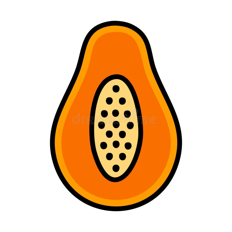 Papaya Fruit Flat Color Icon for Apps and Websites. Vector Illustration ...