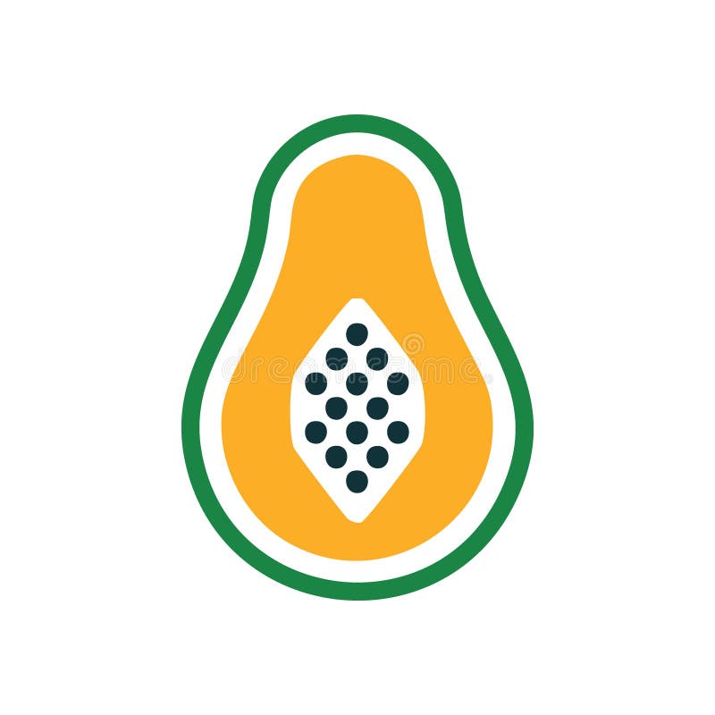 Papaya Fruit Icon. Illustration of a Papaya Fruit, Sliced Open ...