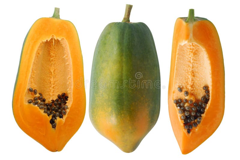 Papaya Fruit Isolated on White Background Stock Photo - Image of seed ...