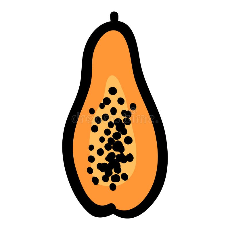 Papaya - Hand Drawn Doodle Icon Stock Vector - Illustration of symbol ...