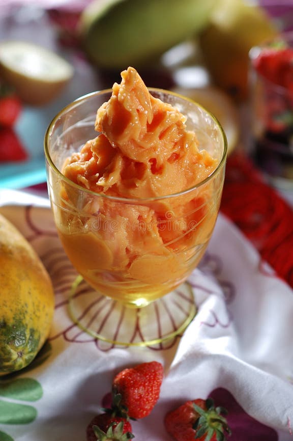 Papaya ice cream stock image. Image of taste, fresh, fruit - 4050877