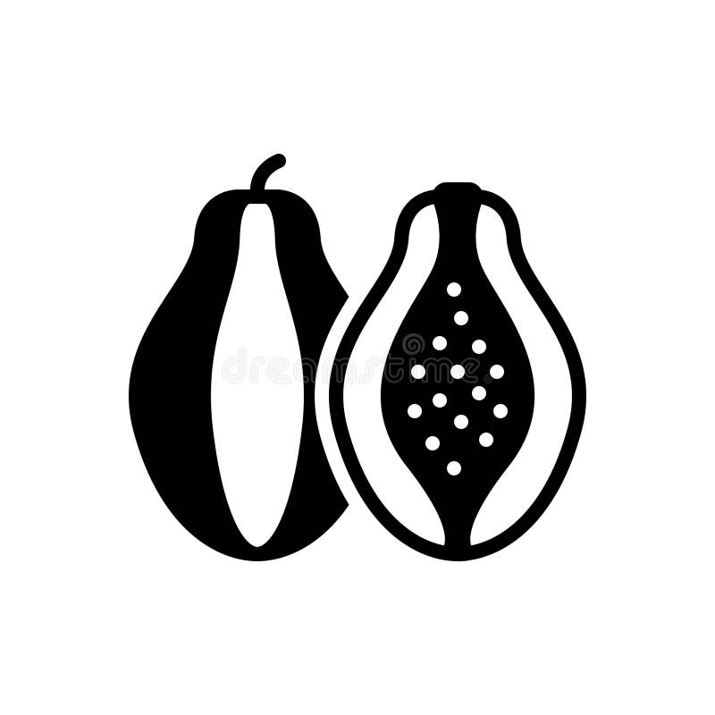 Black Solid Icon for Papaya, Carica and Healthy Stock Illustration ...