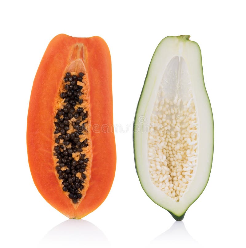 Papaya Isolated on a White Background Stock Image - Image of vegetarian ...