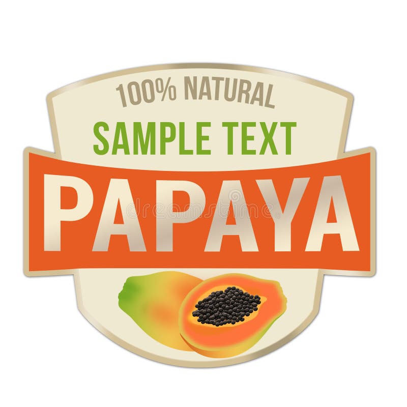 Papaya Sticker on Blue Background Colorful Fruit Icon Stock Vector ...