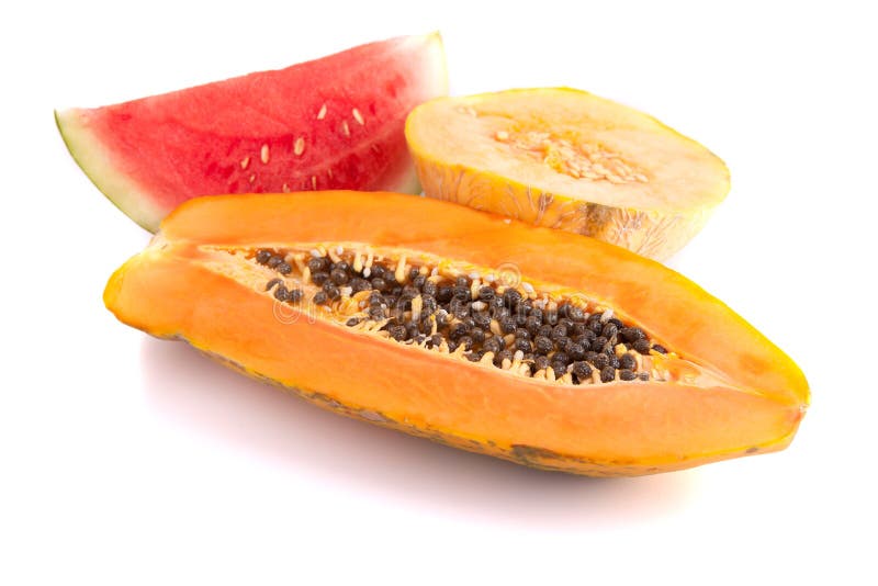Papaya, Melon and Watermelon Stock Photo - Image of nature, organic ...