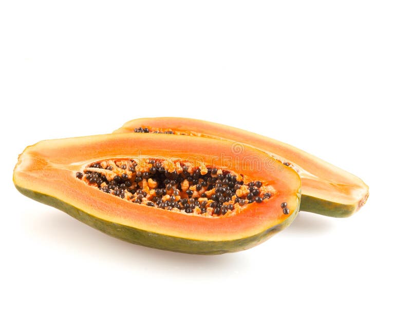 Papaya partida en dos imagen de archivo. Imagen de medio - 26711663