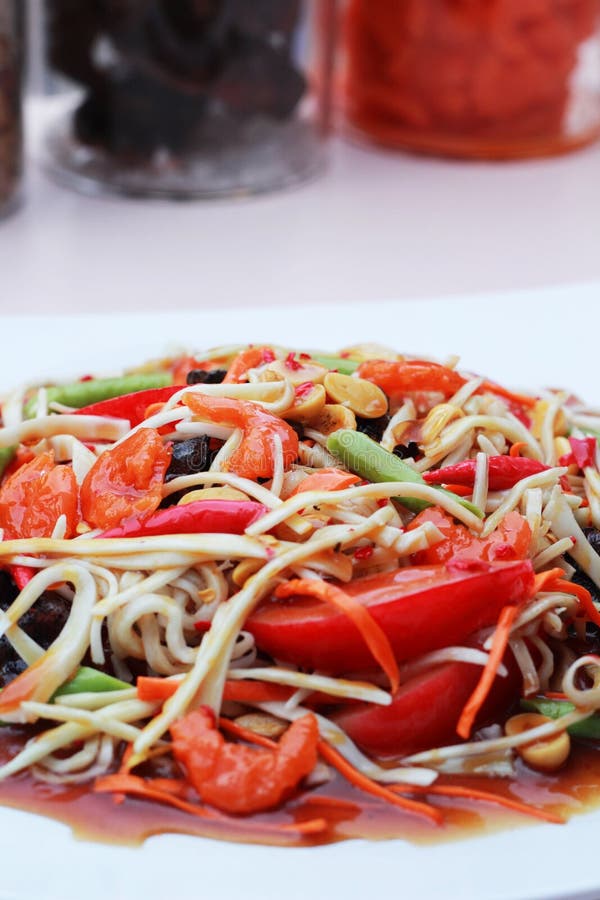 Papaya salad in a dish stock photo. Image of cuisine - 36659458