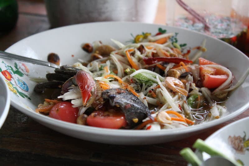Papaya Salad with Pickled Crab and Fermented Fish, Thai Food Stock ... Papaya Salad with Pickled Crab and Fermented Fish, Thai Food Stock ...