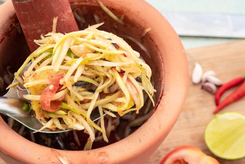 Papaya Salad with Pickled Crab and Fish, Local Thai Food. Street Food ... Papaya Salad with Pickled Crab and Fish, Local Thai Food. Street Food ...