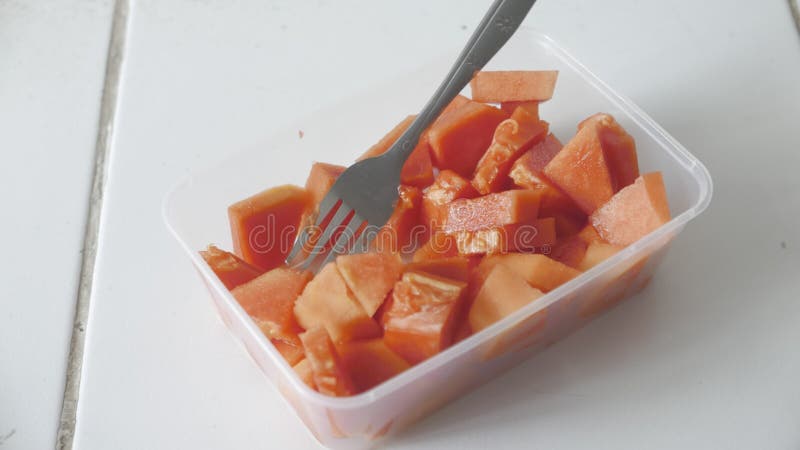 Sliced Papaya into Cubes is Ready To Eat when Cold and Fresh Stock ...