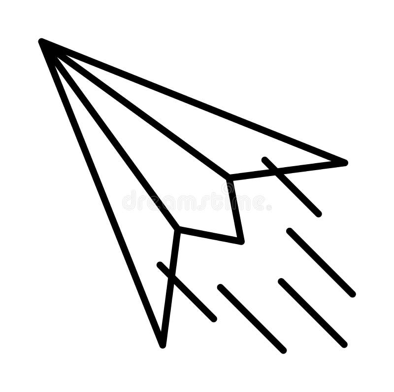 Pape Plane, Line Vector Icon on Transparent Background. Outline Pape ...
