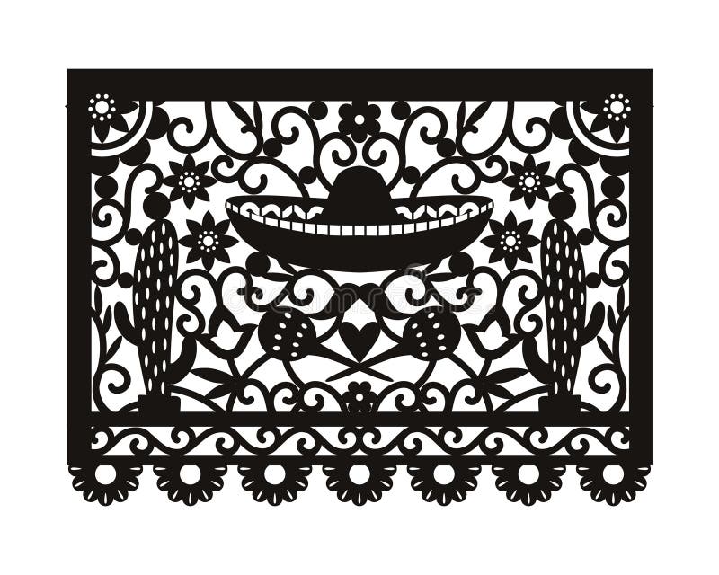 Papel Picado Templates. Paper Mexican Decorations Stock Illustration ...