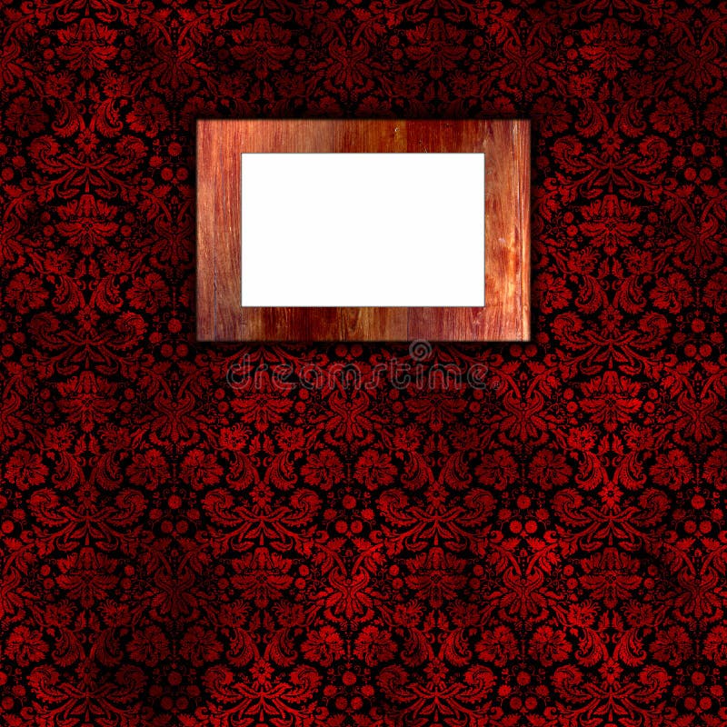 Papel Pintado Del Damasco Con El Marco De Madera 3 Stock de ilustración ...