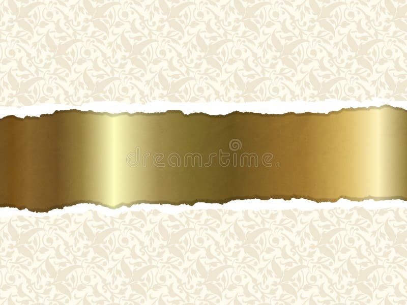 Papel rasgado sobre el oro ilustración del vector. Ilustración de ...