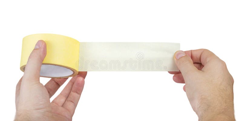 Paper Adhesive Tape Isolated on White. a Roll of Paper Duct Tape in the ...
