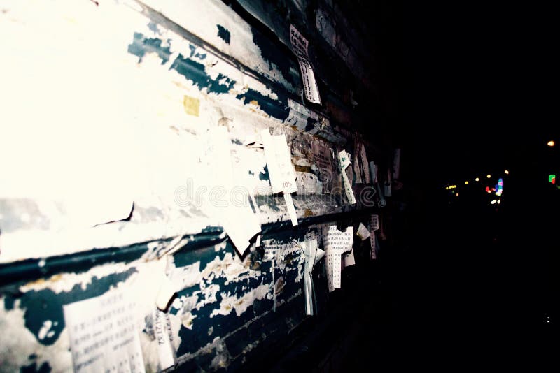 Paper Advertisements on the Street at Night Stock Image - Image of ...